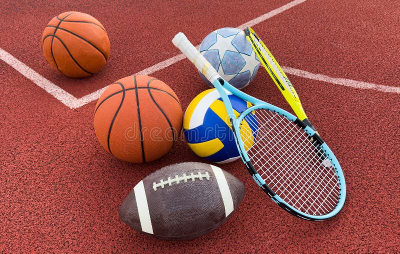 Many Sport Equipment Gear Objects and Accessories Stock Image - Image ...