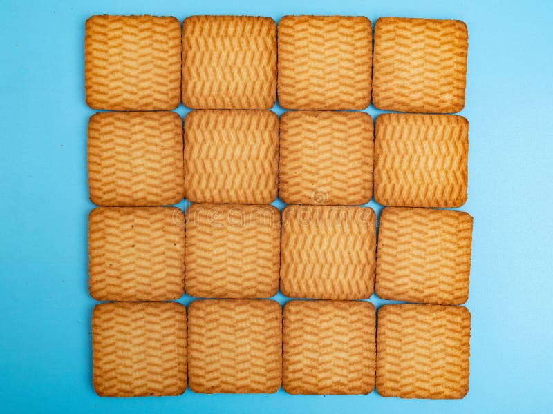 Many Square Shortbread Cookies are Stacked in Rows. Can Be Used As a ...