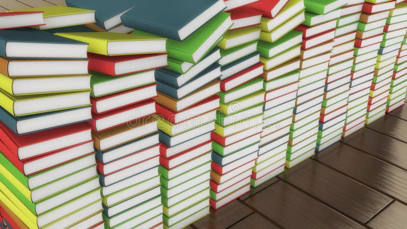 Many stacked colored books stock illustration. Illustration of ...