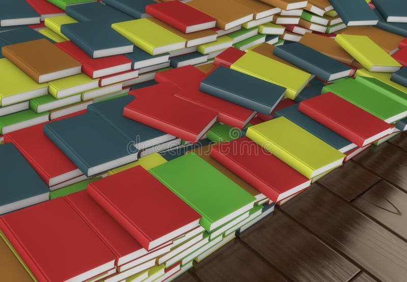 Many stacked colored books stock illustration. Illustration of reading ...