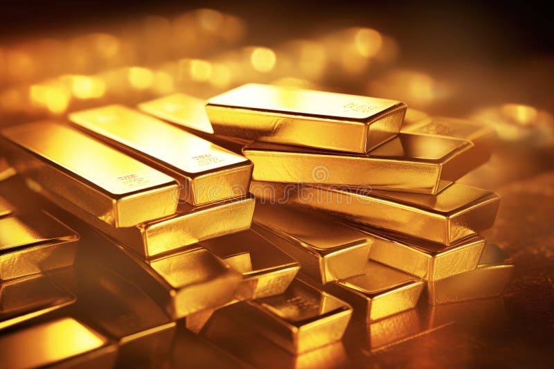 Many Stacked Gold Bars or Gold Bricks Make a Fortune Stock Illustration ...