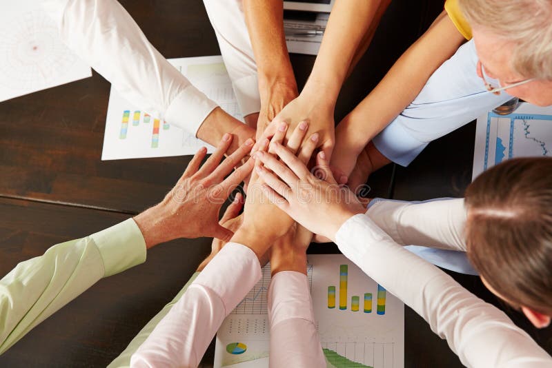 Many Stacked Hands from Above Stock Image - Image of colleagues, party ...