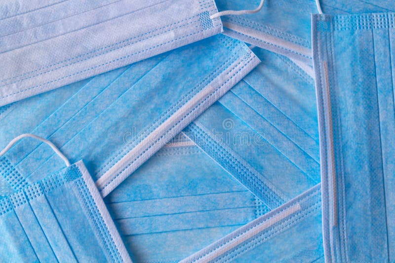 Many Stacked Medical Blue Masks on Background Stock Image - Image of ...