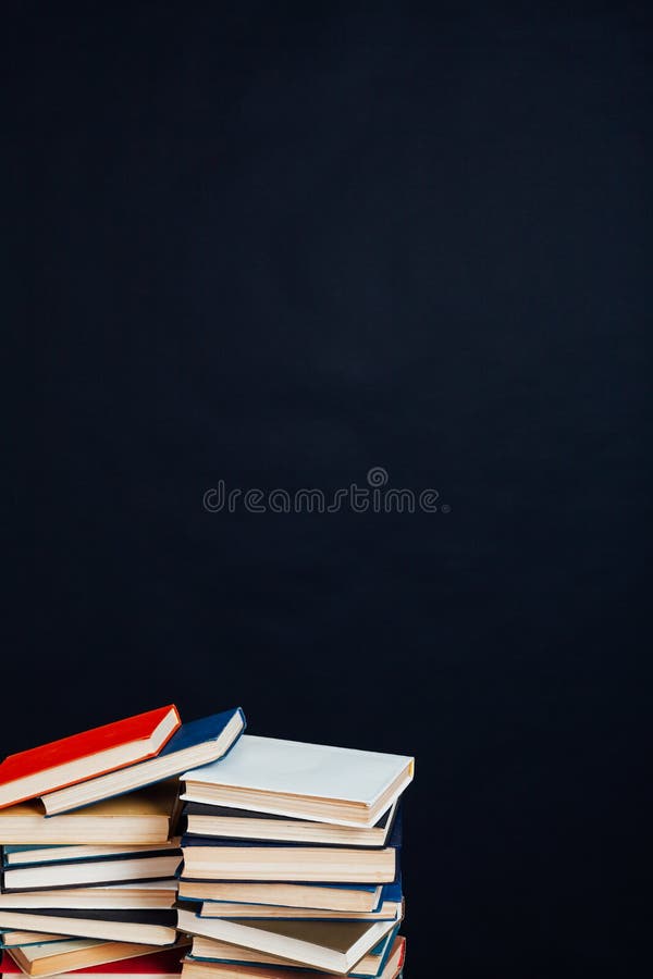 Many Stacks of Educational Books in the University Library on a Black ...