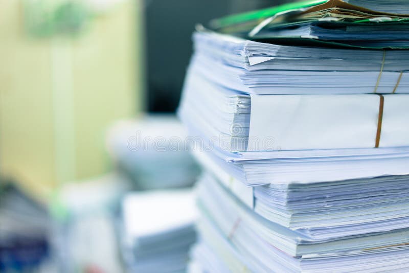 Many Stacks of Paper Placed in the Office. Stock Image - Image of stack ...