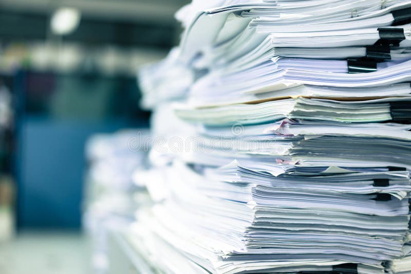 Many Stacks of Paper Placed in the Office. Stock Image - Image of ...