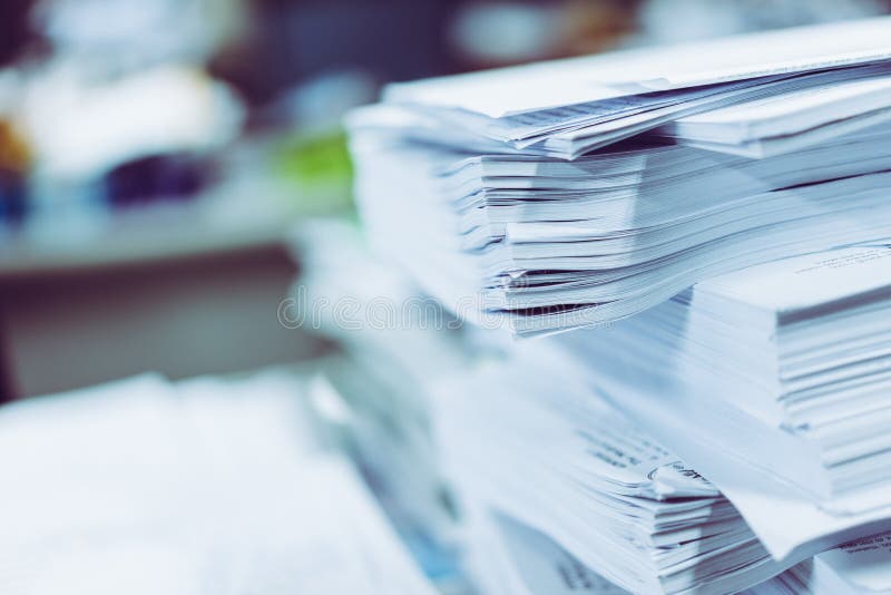 Many Stacks of Paper Placed in the Office. Stock Photo - Image of ...