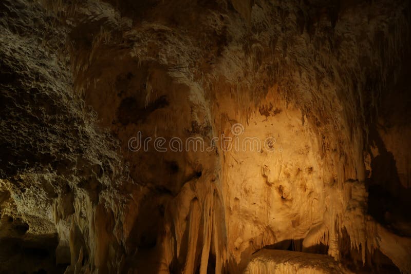 Many Stalactite and Stalagmite Formations Inside Cave Stock Photo ...