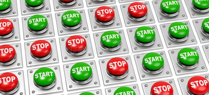 Many Start and Stop Buttons on White Stock Illustration - Illustration ...