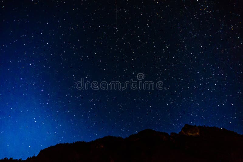 Many Starts on Blue Dark Night Sky As a Cosmos Background. Stock Image ...