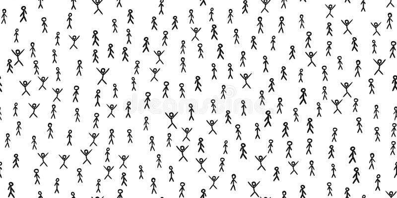 Many Stick Figures Seamless Pattern, Overpopulation Problem and Too ...