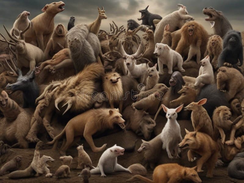 Many Strange Animals are Gathering Stock Image - Image of brown, white: 319847359