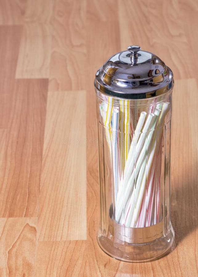 Many Straws in a Holder Mane of Glass Stock Photo - Image of container ...