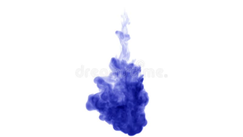 Many Streams of Deep Blue Ink on a White Background Dissolve ...
