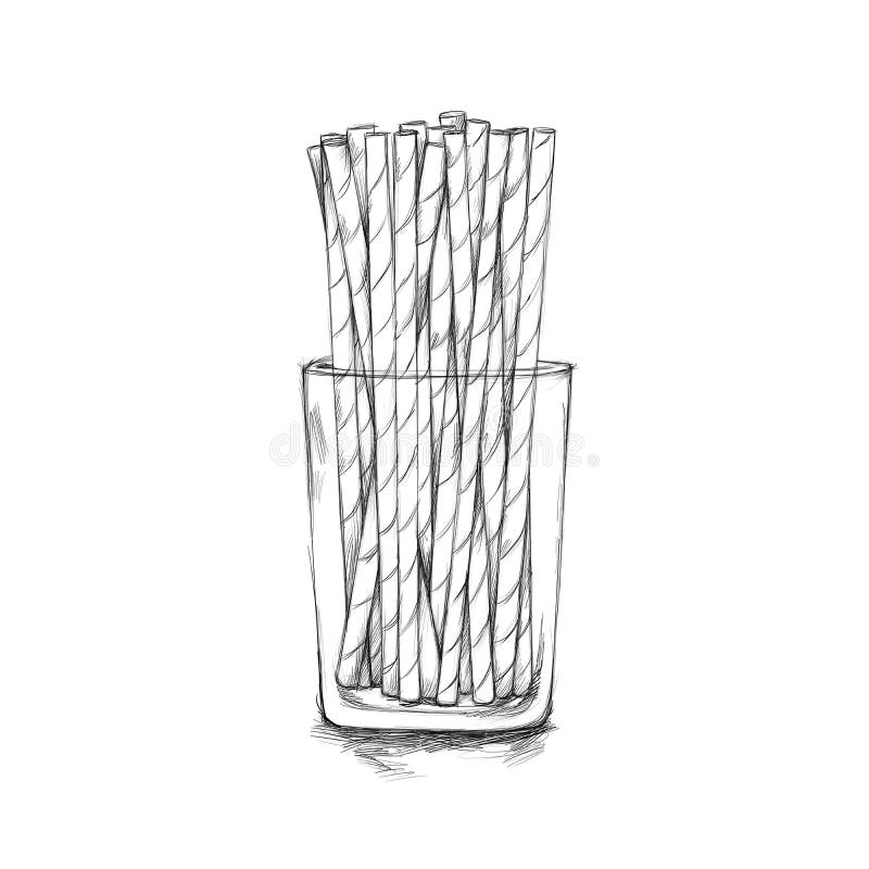 Many Striped Straws in the Glass Stock Illustration - Illustration of ...