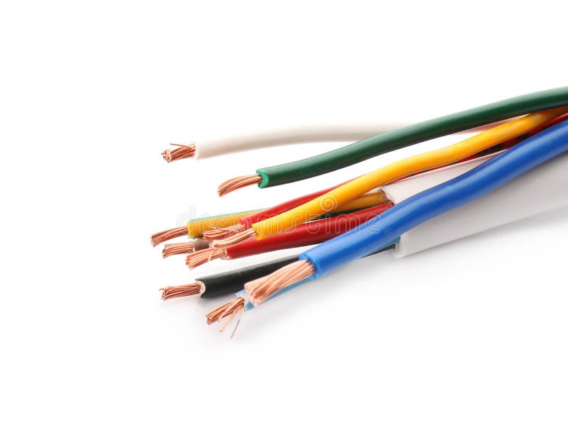 Cable with Stripped Wires on White Background Stock Image - Image of ...