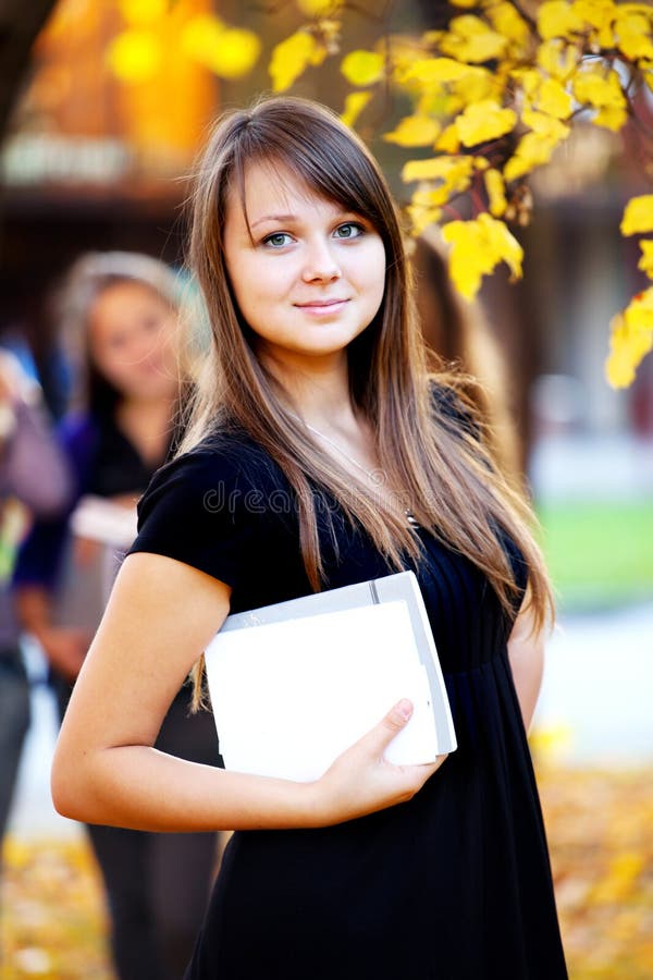 Many Students in the Autumn Park Stock Image - Image of teens, study ...