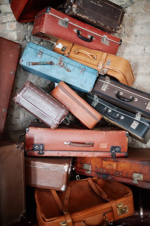 Many Suitcases of Different Colors Stock Photo - Image of suitcase ...