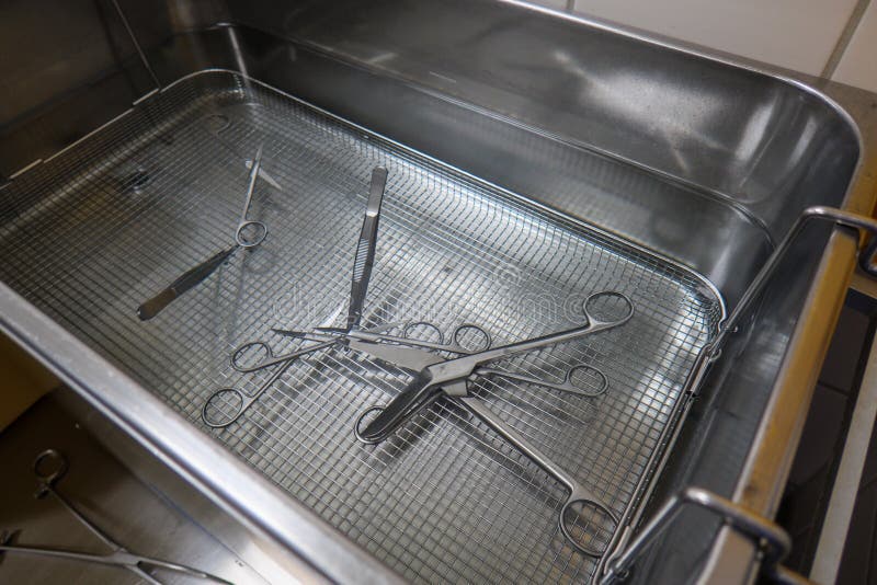 Many Surgical Instruments are Cleaned in an Ultrasonic Bath Stock Image ...