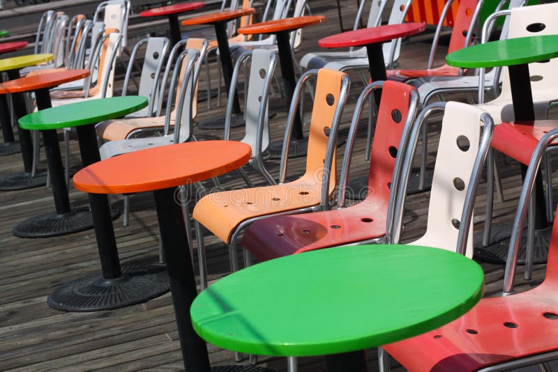 Many Tables Set Outdoors for a Big Lunch Stock Photo - Image of tables ...