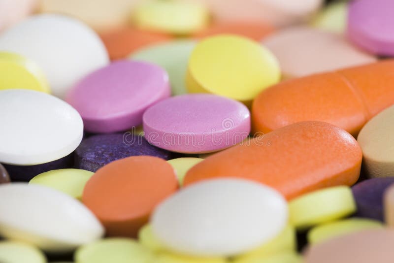 Many Tablets of Different Colors Stock Image - Image of treatment ...