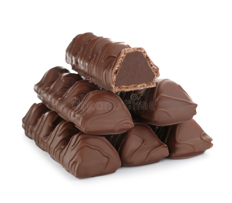 Many Tasty Chocolate Bars Isolated on White Stock Image - Image of ...