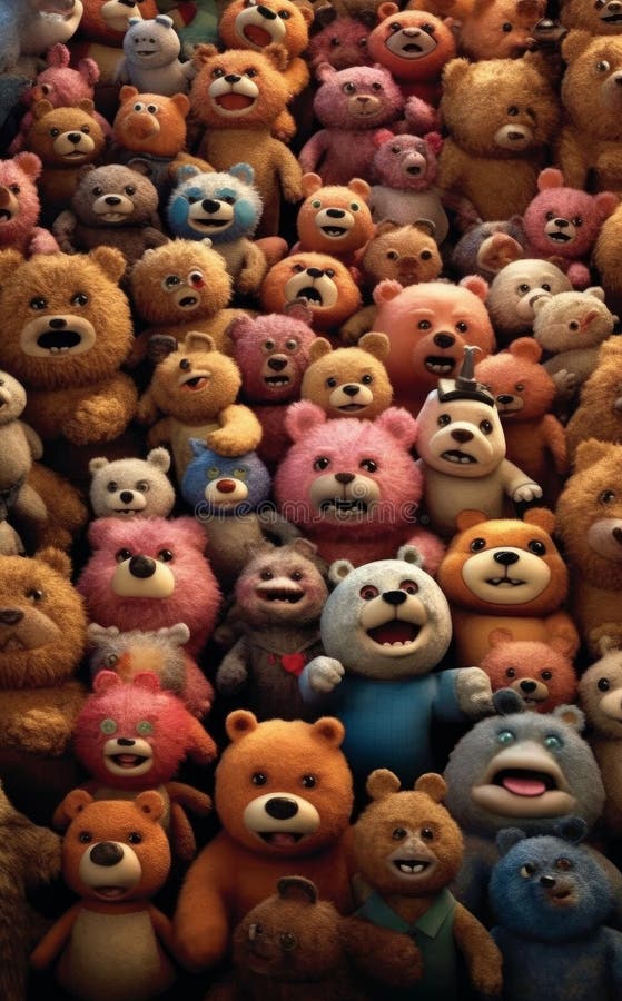 Many Teddy Bear All in a Row Generative AI Stock Illustration ...