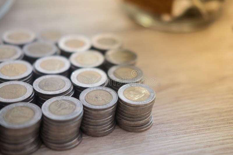 Many Thai baht coin stack stock image. Image of full - 150729329