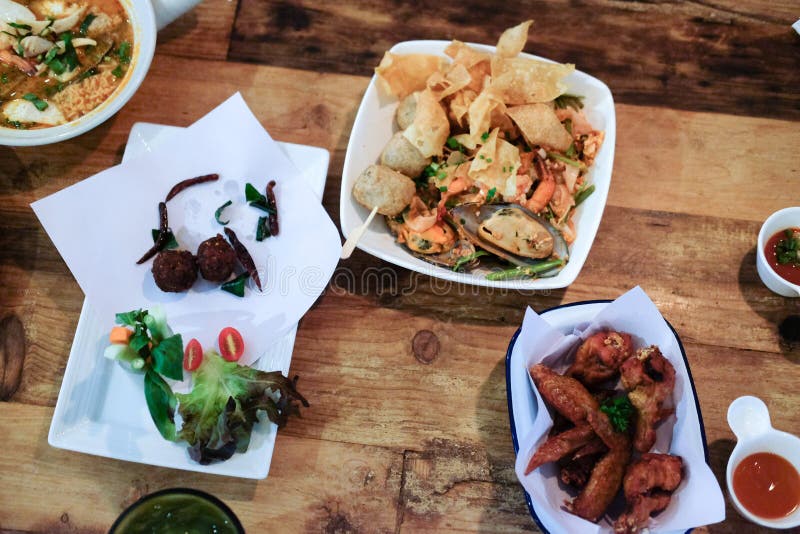 Many Thai Food on Table Dinner Stock Photo - Image of fish, delicious ...