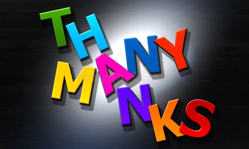 Many Thanks Phrase Composed of Multicolored Alphabet Stock Illustration ...