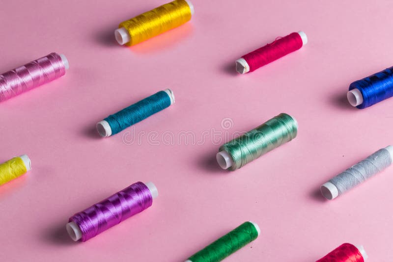 Many Thred Spools Lying Parallel To Each Other Stock Photo - Image of ...