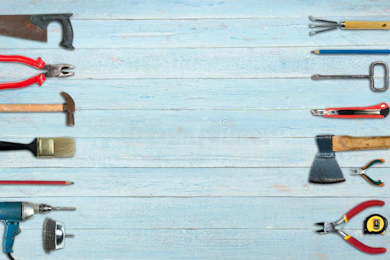 Many Tools Isolated on White Background. Top View. Stock Image - Image ...