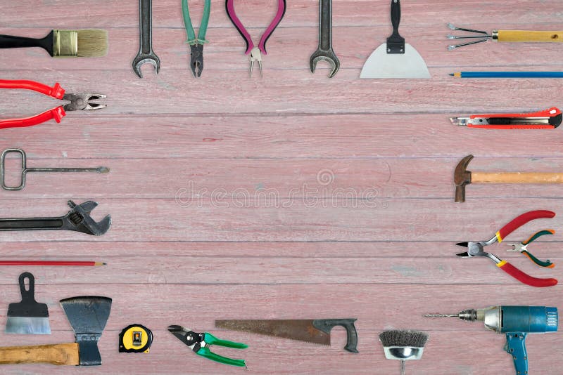 Many Tools Isolated on White Background. Top View. Stock Photo - Image ...