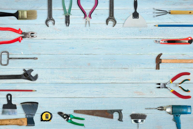 Many Tools Isolated on White Background. Top View. Stock Photo - Image ...