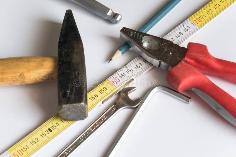 Many Tools on White Background Stock Image - Image of close, isolated ...