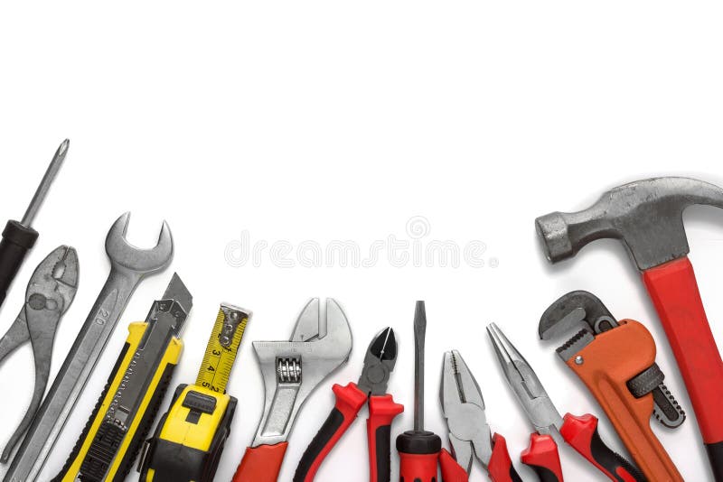 Many Tools on White Background Stock Image - Image of construction ...