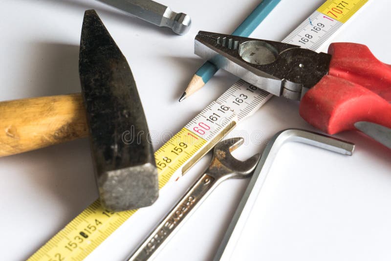Many Tools on White Background Stock Image - Image of industrial ...