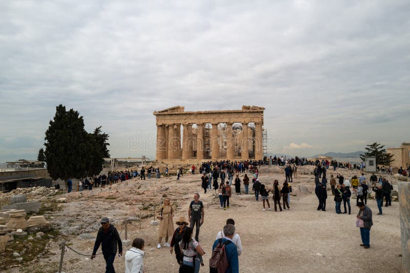 Many Tourists Visit the Acropolis in Athens Editorial Photography ...