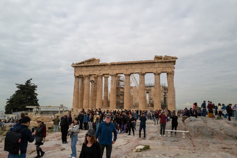Many Tourists Visit the Acropolis in Athens Editorial Stock Image ...