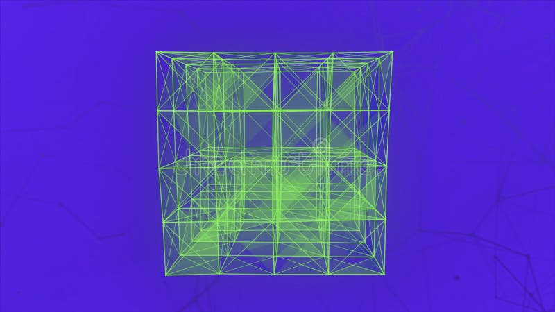 Many Translucent Connected. Edges Creating Cubic Shape in Digital Space ...