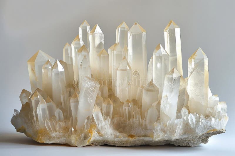 Many Transparent Crystals Growing from White Rock Stock Photo - Image ...