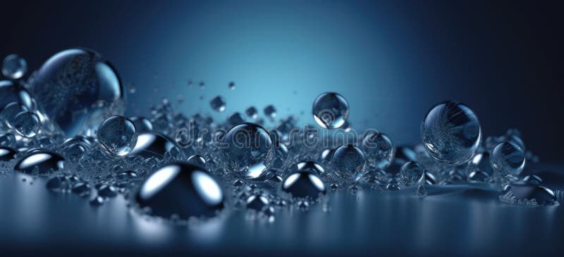 Many Transparent Molecules on Blue Background. Abstract Structure for ...