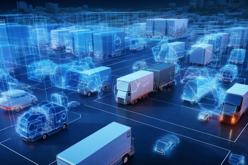 Many Trucks and Cargo Transportation Stock Illustration - Illustration ...