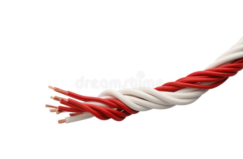 Twisted Electrical Wire Wrapped in Grey Insulation within Red ...