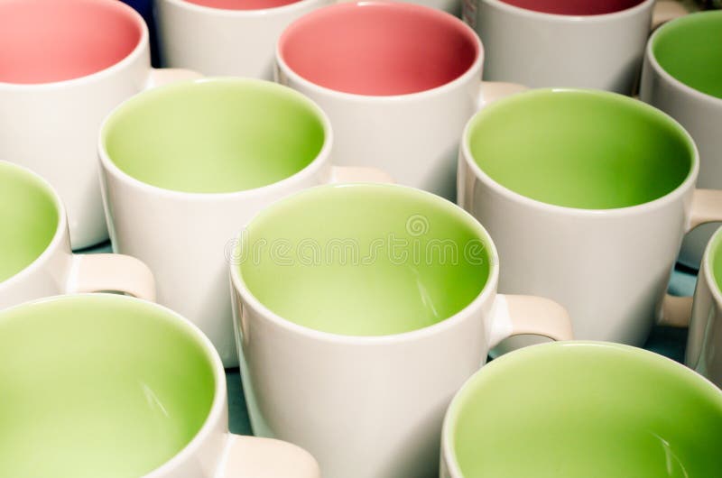 Many Two Tone Color Coffee Cups Stock Photo - Image of drink, large ...