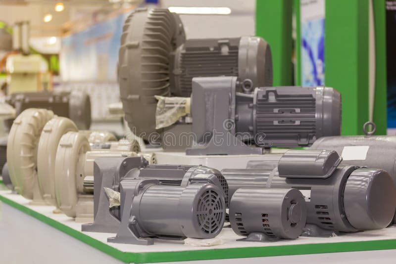 Many Type of New Electric Motor and Blower on Table Stock Image - Image ...