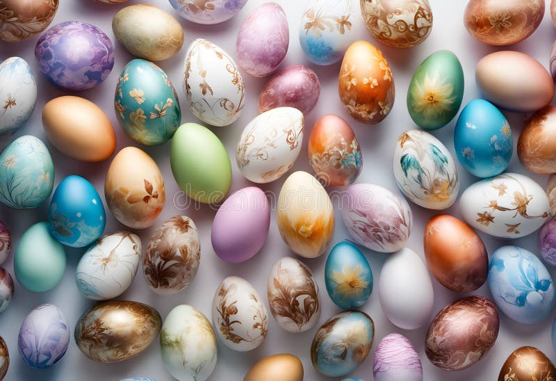 Many Types of Easter Eggs on White Background, AI Generated Stock ...