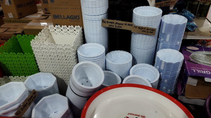 Many types of flower pots editorial stock photo. Image of furniture ...