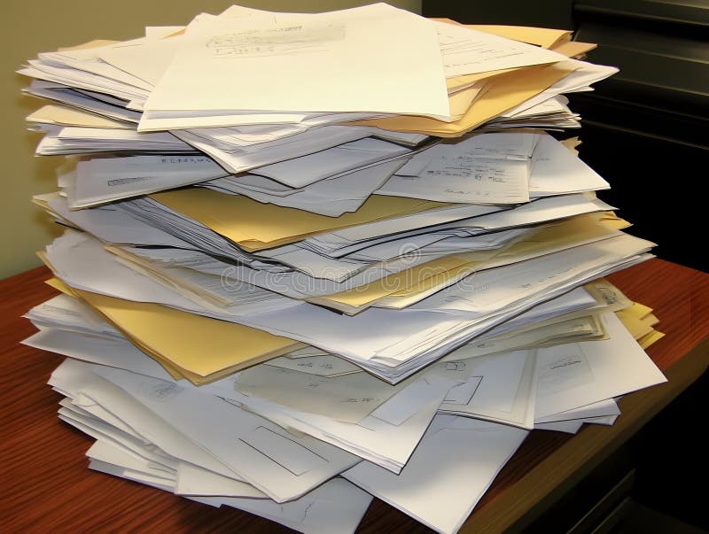A Bunch of Paper Documents. Office Paperwork Mess on a Desk Stock ...
