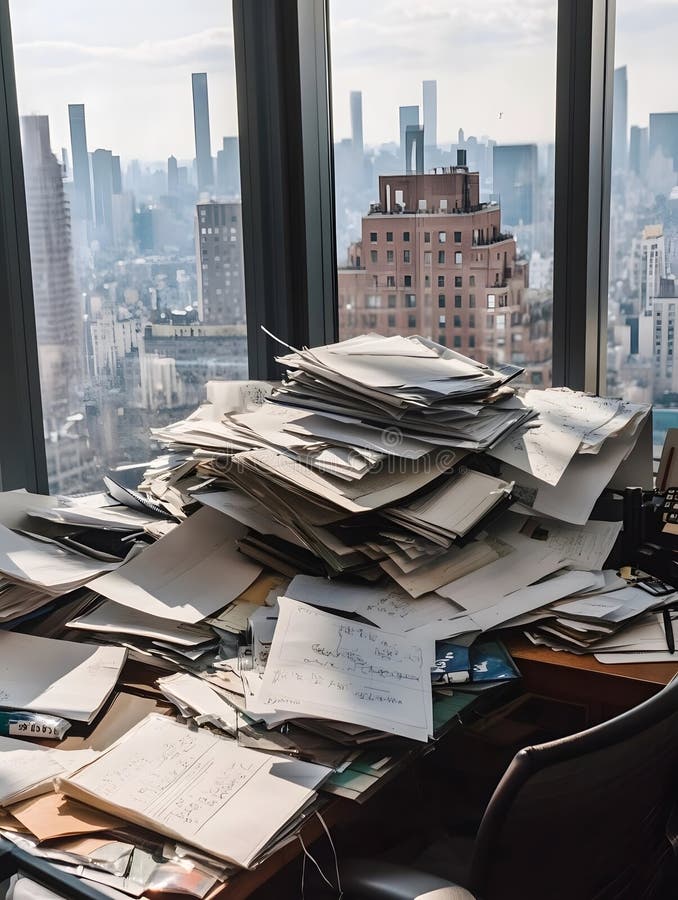 A Bunch of Paper Documents. Office Paperwork Mess on a Desk Stock ...
